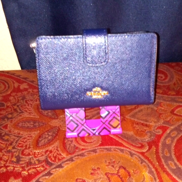 Coach | Bags | Coach Navy Blue Trifold Zip Around Wallet Nwot | Poshmark